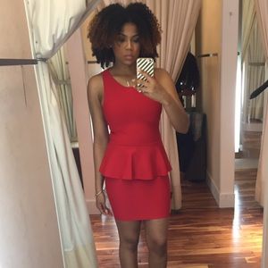 bebe | Dresses | Bebe Red Peplum Bandage Dress | Poshmark